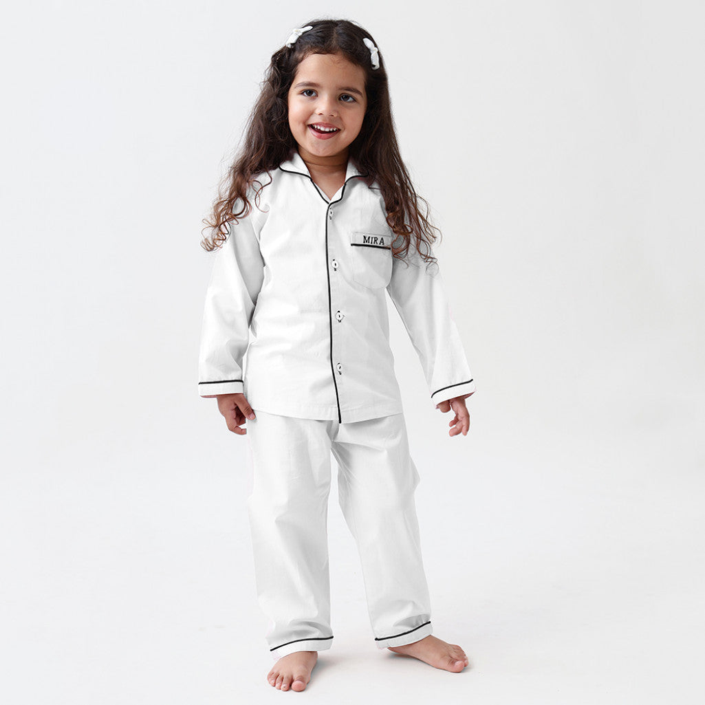 Classic White Pajama Set For Kids | Little West Street