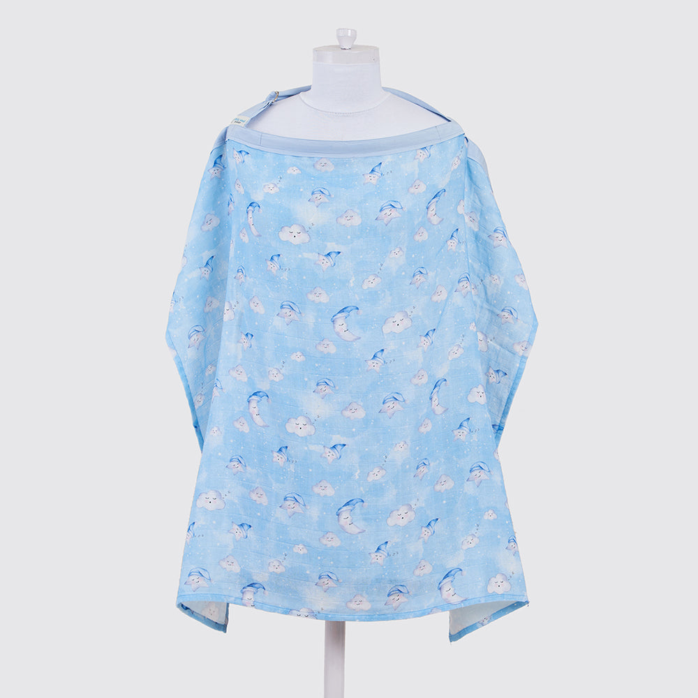 Celestial Blue Organic Muslin Nursing Cover | Little West Street