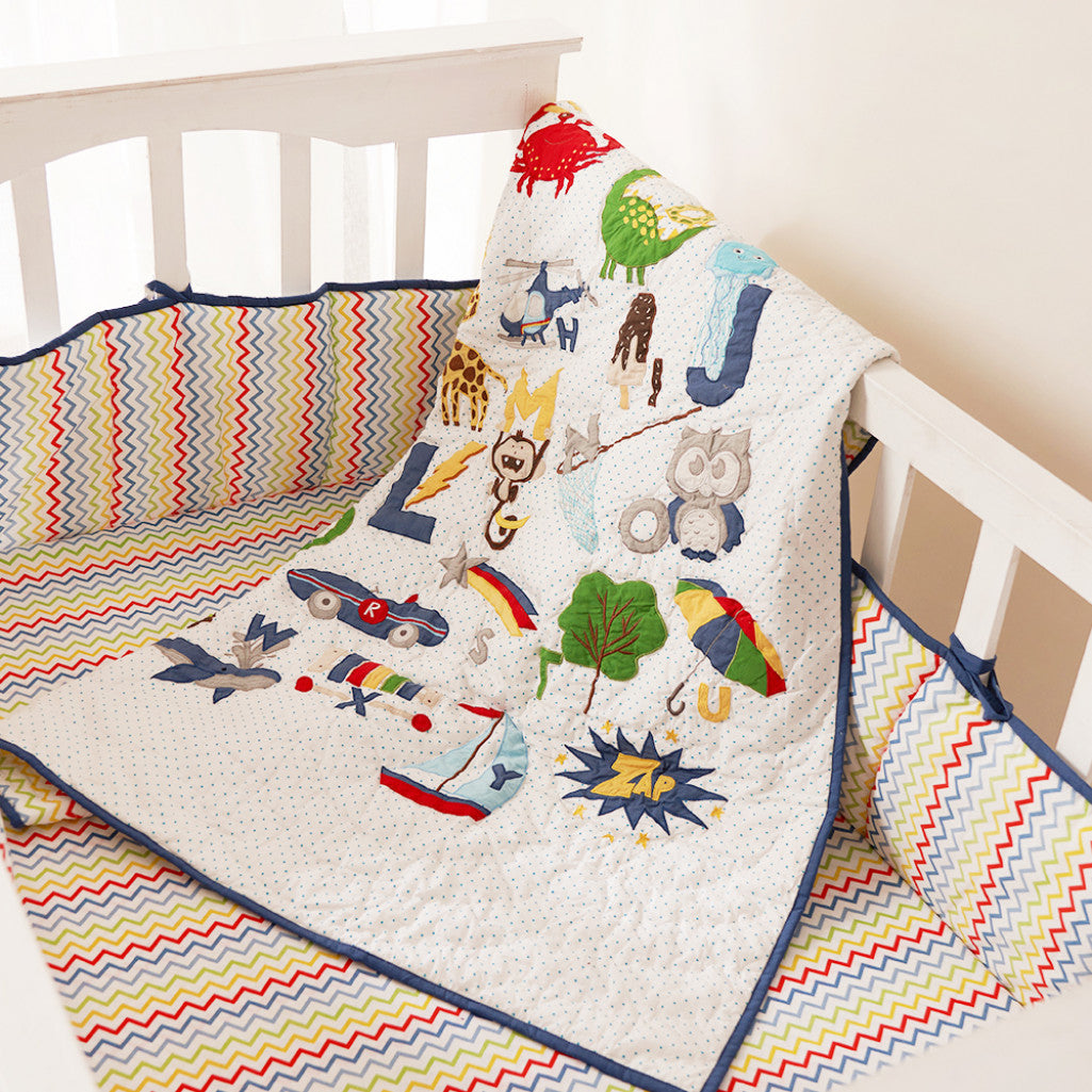 Buy Fun & Cozy Premium Blue Baby Quilt With ABC Pattern. | Little West ...