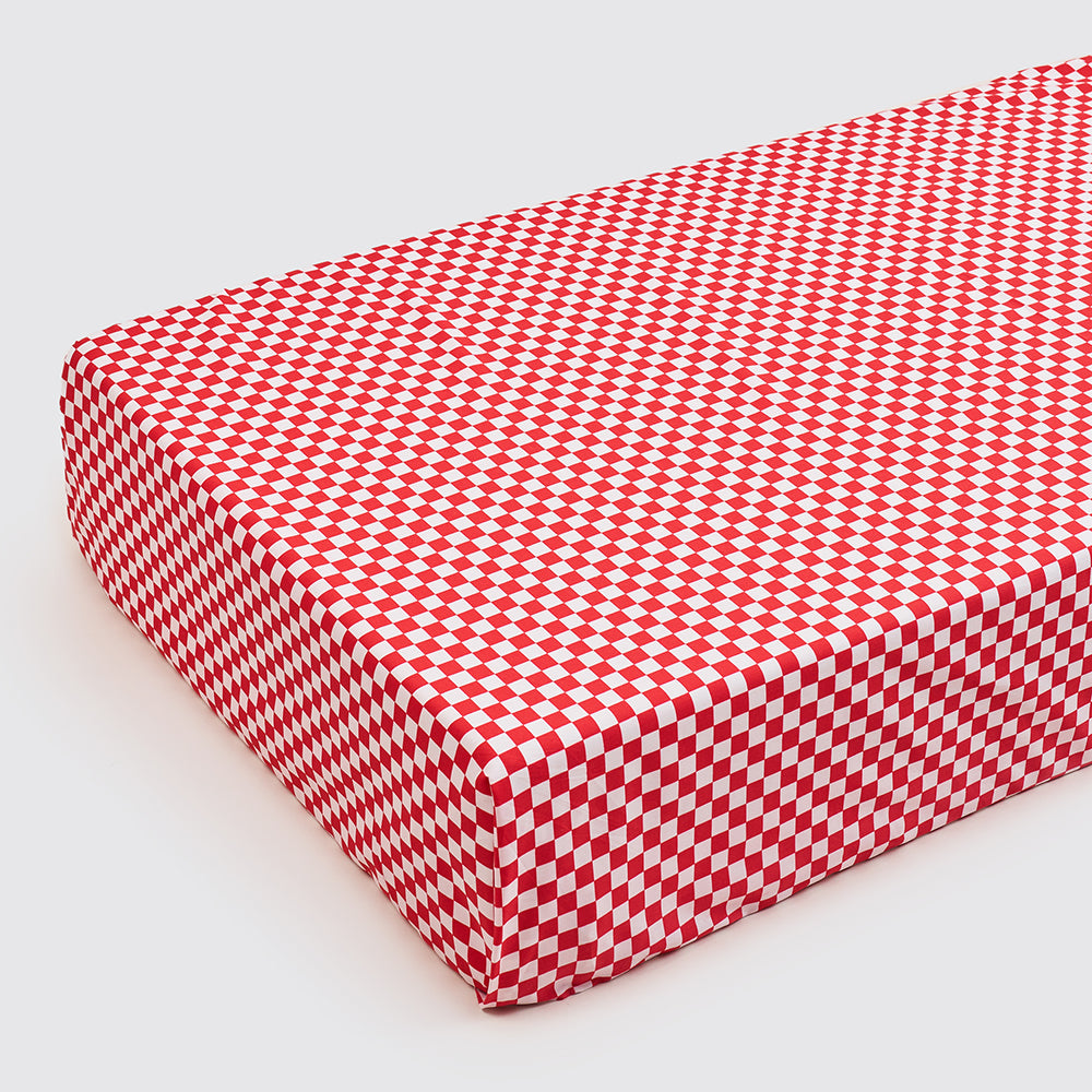 Organic Red Checks Crib Sheet | Little West Street