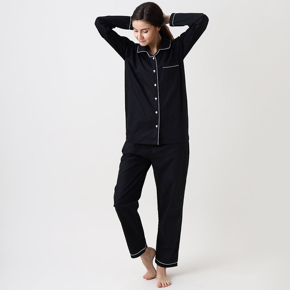 Shop Women Classic Black Pajama Set | Little West Street