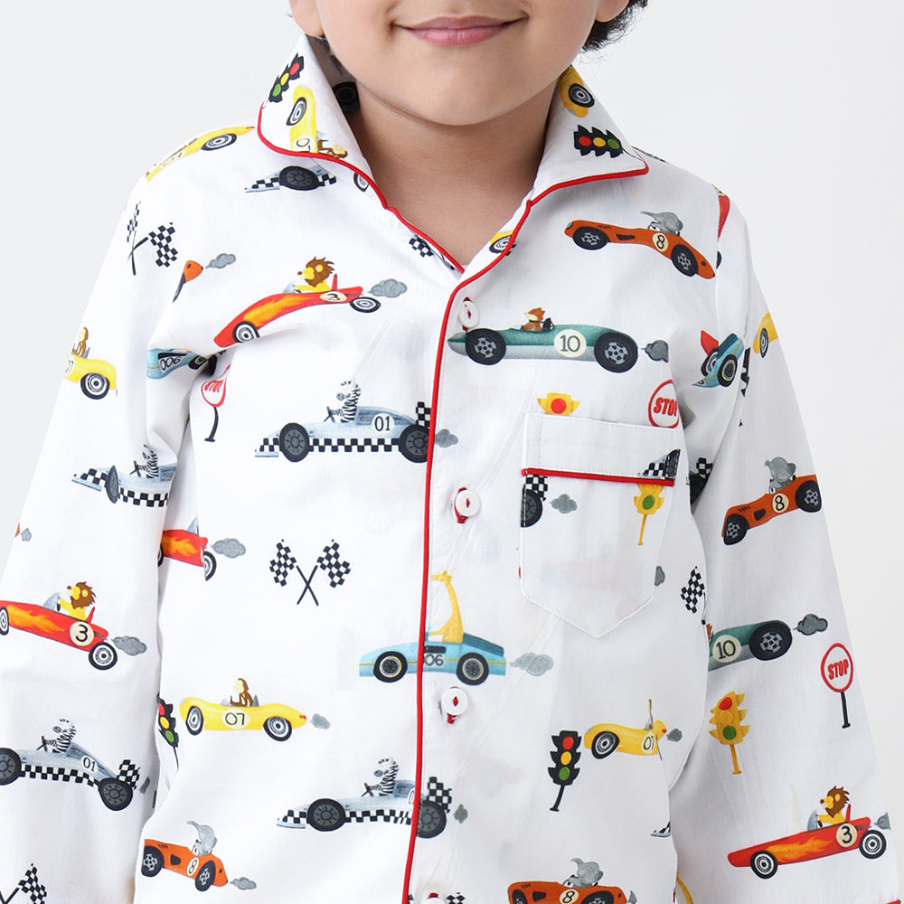 Racing Cars Organic Pajama Set For Kids | Little West Street